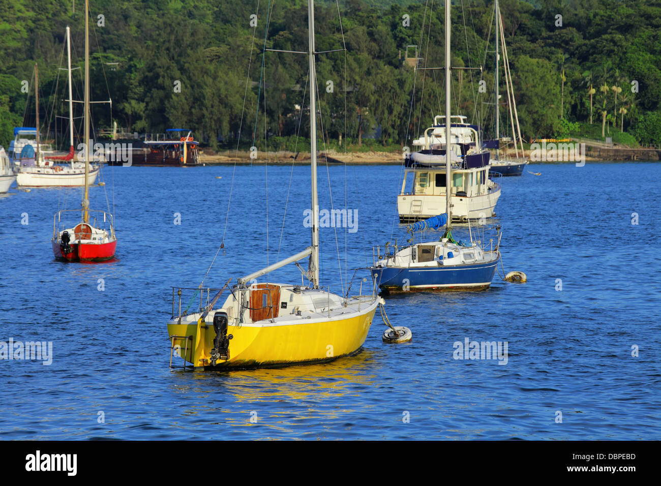 yacht in bay Stock Photo - Alamy
