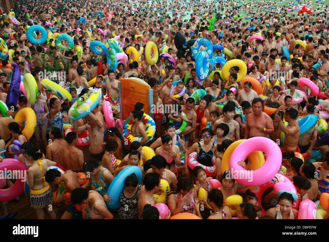 Giant Salty Swimming Pool Hundreds of swimmers gather at a salty ...