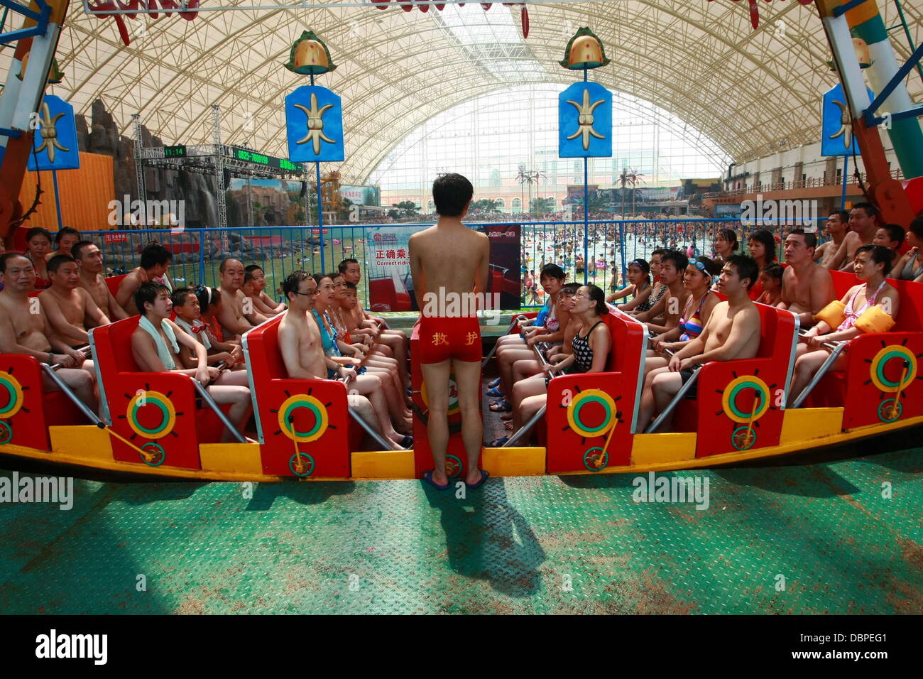 Giant Salty Swimming Pool Visitors prepare for a ride at a salty ...