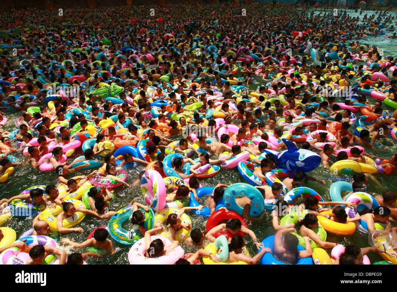 Giant Salty Swimming Pool Hundreds of swimmers gather at a salty ...