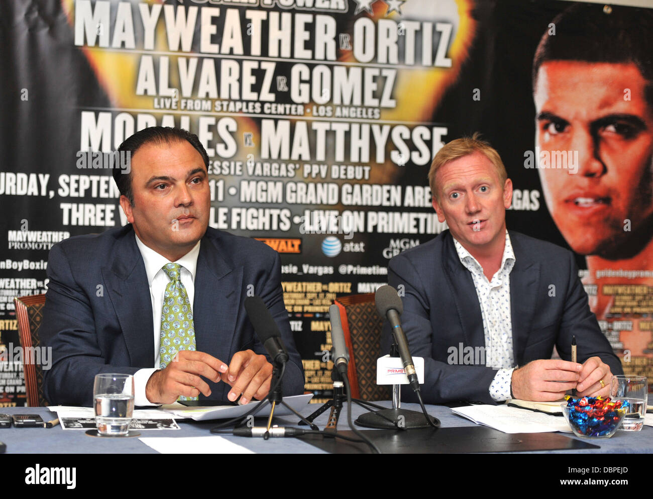 Richard Schaefer (L) and David McConachie (R) Floyd Mayweather v Victor ...