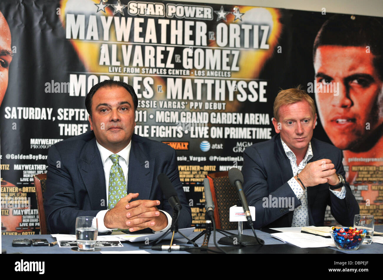 Richard Schaefer (L) and David McConachie (R) Floyd Mayweather v Victor ...