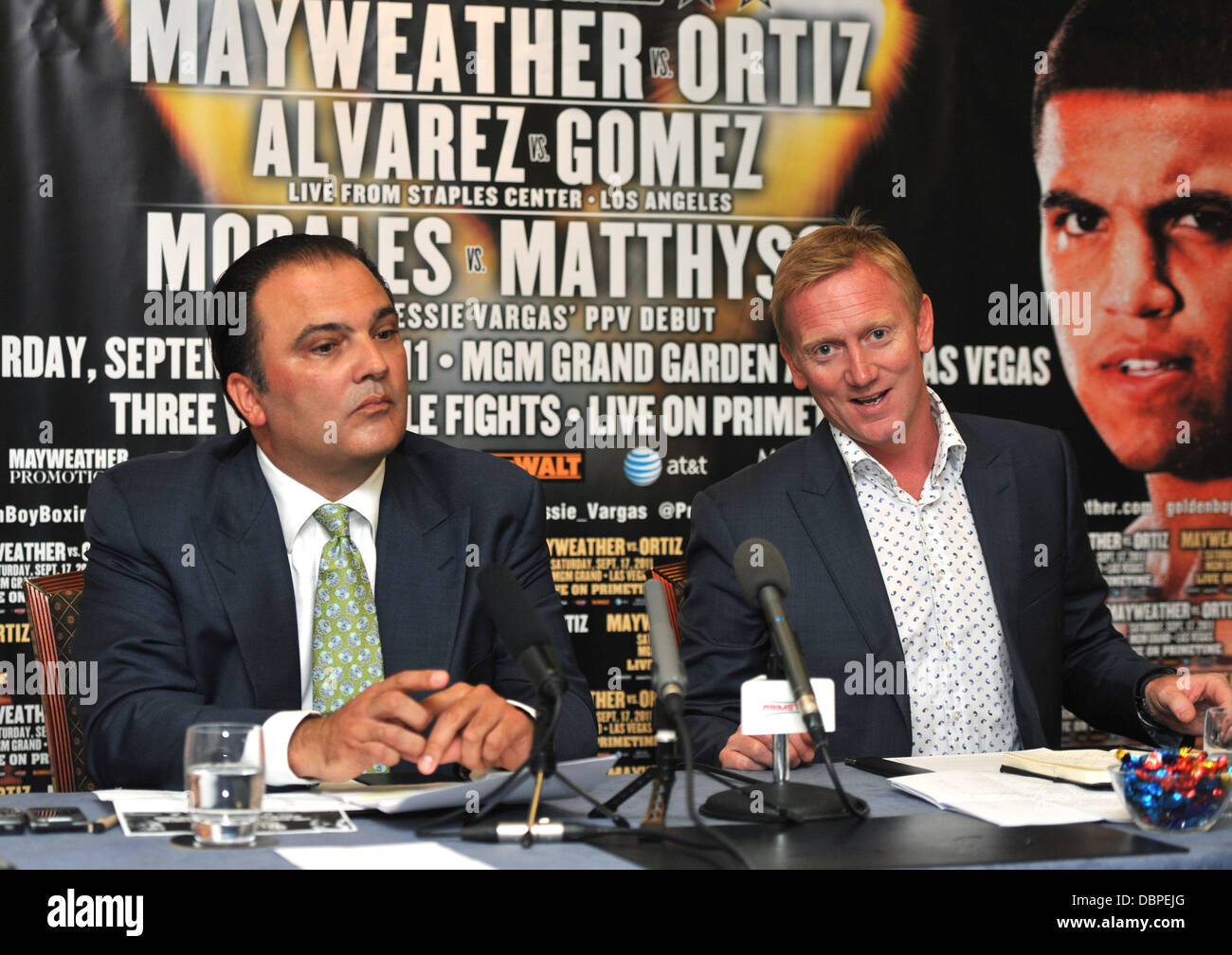 Richard Schaefer (L) and David McConachie (R) Floyd Mayweather v Victor ...