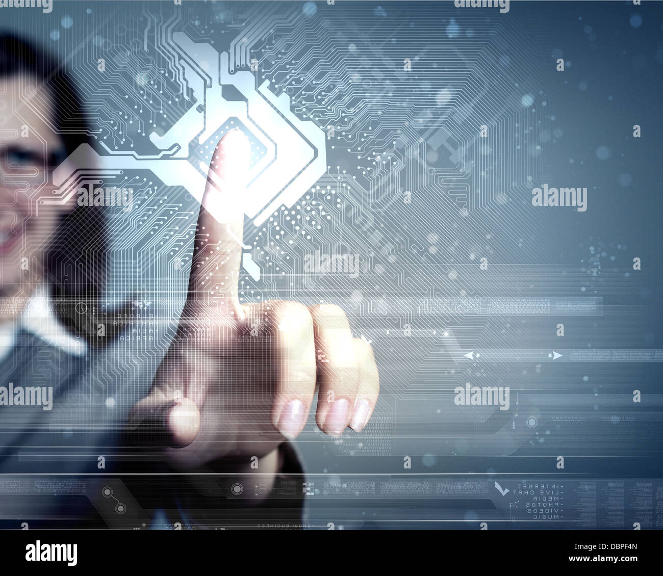 future technology. touch button inerface Stock Photo - Alamy