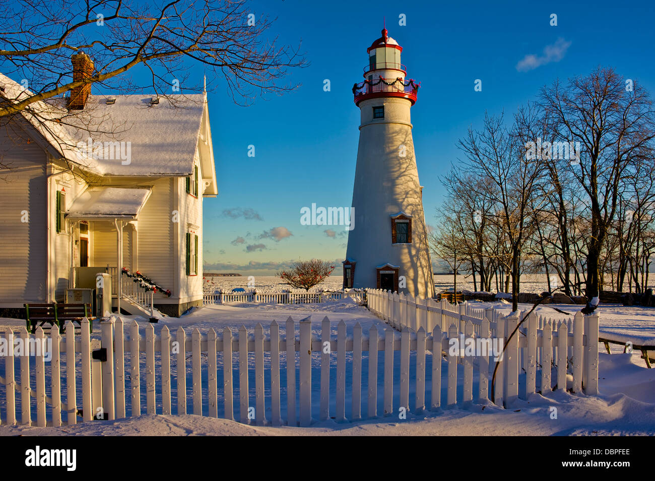 Marblehead Lighthouse in the Winter Stock Photo - Alamy