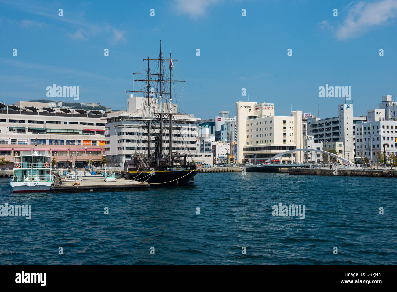 Old sailing ship, harbour of Nagasaki, Kyushu, Japan, Asia Stock Photo ...