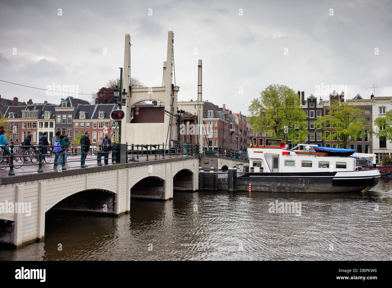 Skinny Bridge (Dutch: Magere Brug) over the Amstel river in Amsterdam ...