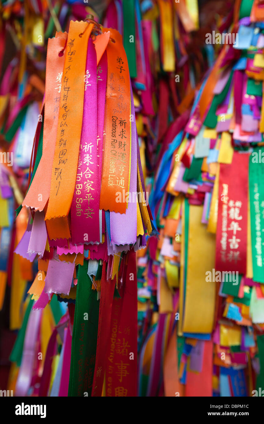 Good luck ribbons for offering at the Kek Lok Si Temple, Crane Hill ...