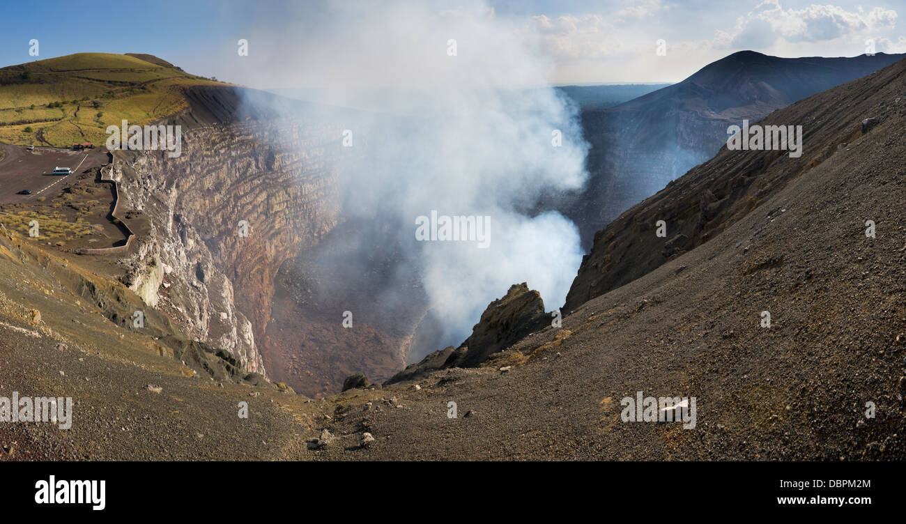 The crater of the active Masaya volcano in Nicaragua, Central America ...