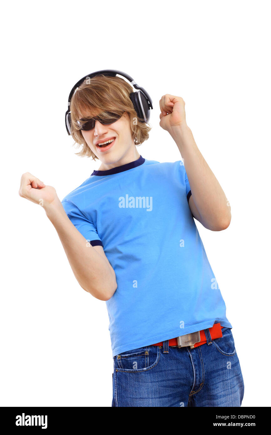 Happy smiling young man dancing Stock Photo - Alamy
