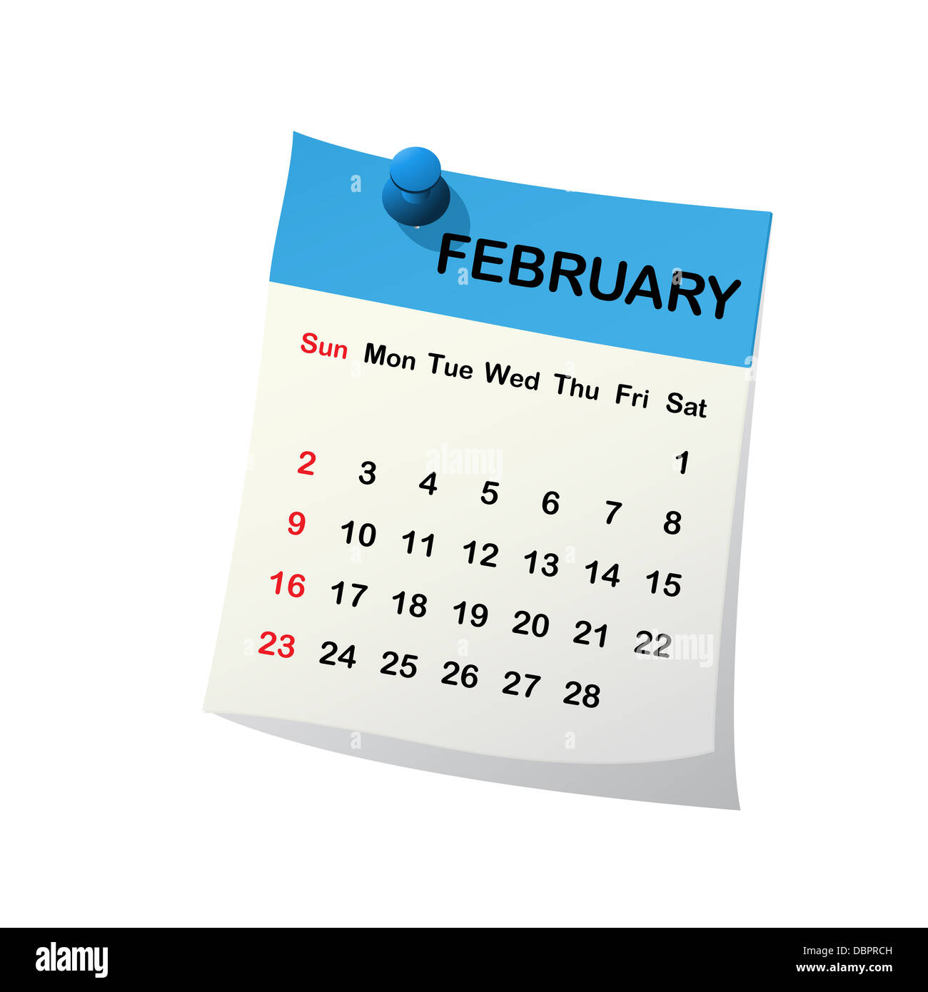2014 paper sheet calendar for February Stock Photo - Alamy