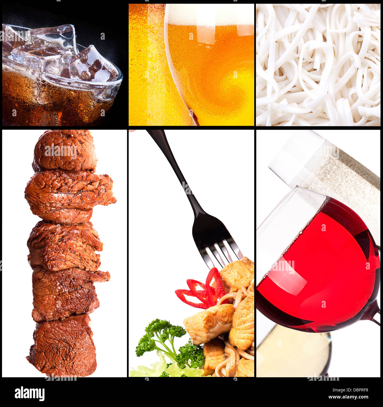 Collection of different meat dishes and alcohol drinks Stock Photo - Alamy