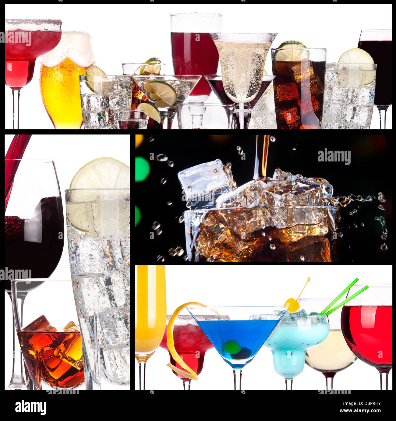 Set of alcoholic cocktails background Stock Photo - Alamy