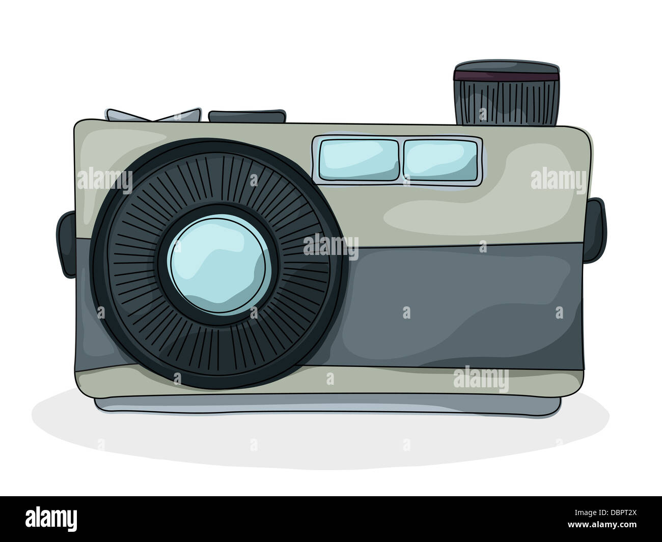Retro style cartoon photo camera drawing over white background Stock ...