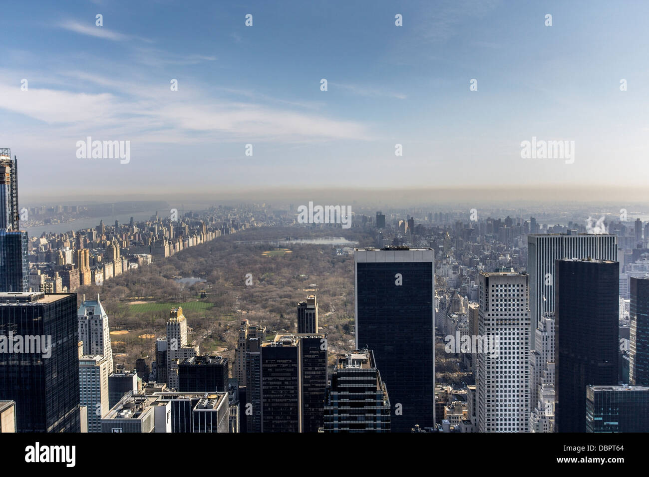 Central Park from top of the rock showing haze Pollution, Manhattan New ...