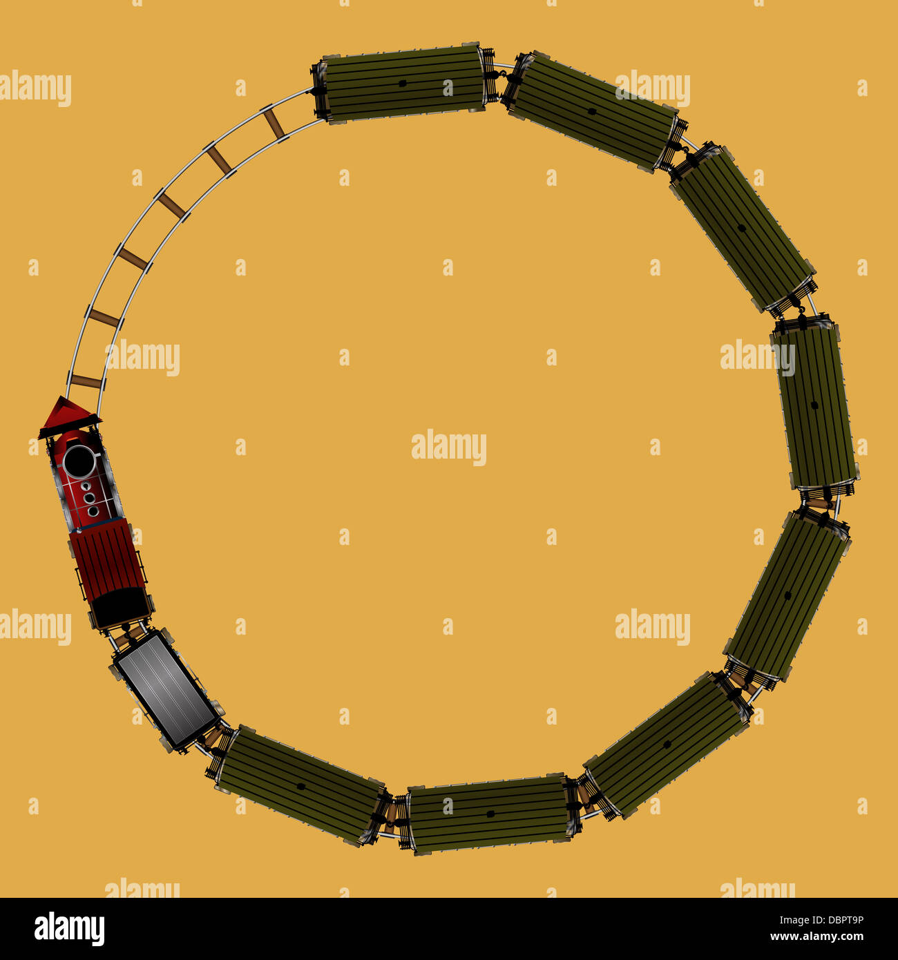 Aerial view of a toy train for games and applications Stock Photo - Alamy