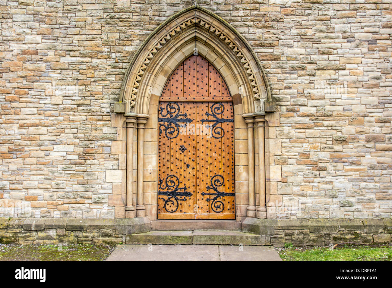 Closed church door main entrance st pauls walkden hi-res stock ...