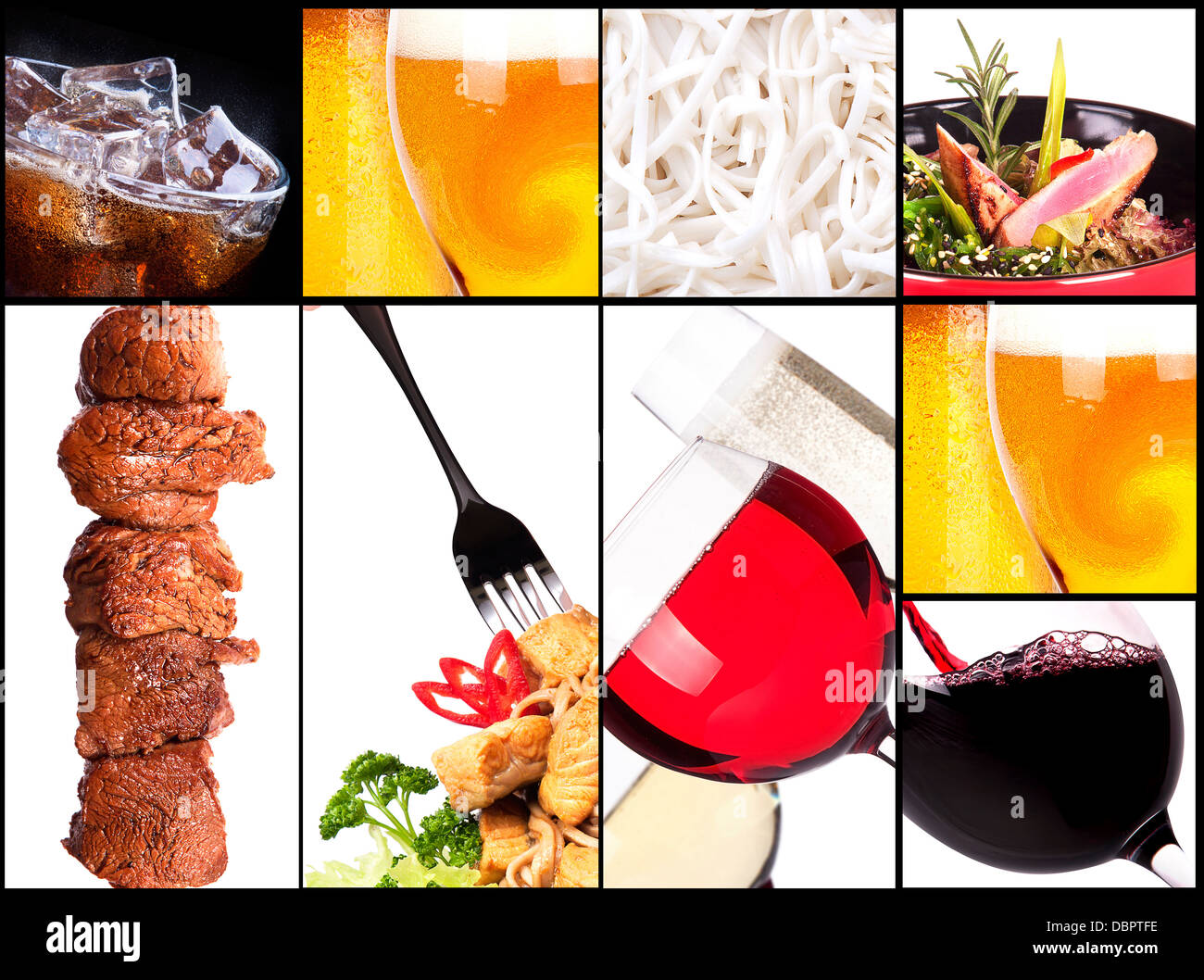 Collection of different meat dishes - BBQ, pork,beef,salad,satay,sea ...