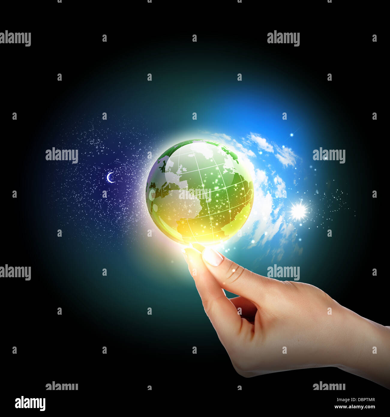 hand touching the earth Stock Photo - Alamy