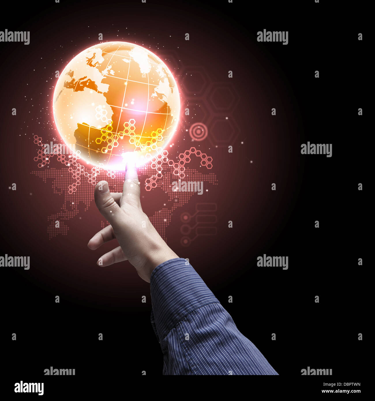hand touching the earth Stock Photo - Alamy