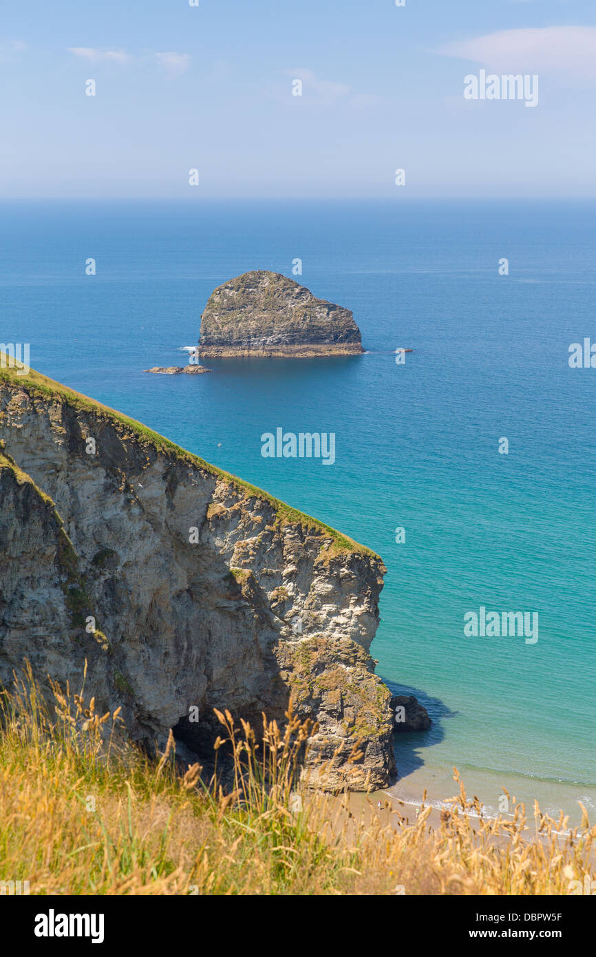 Gull Rock Trebarwith Strand beach Cornwall near Tintagel England UK ...