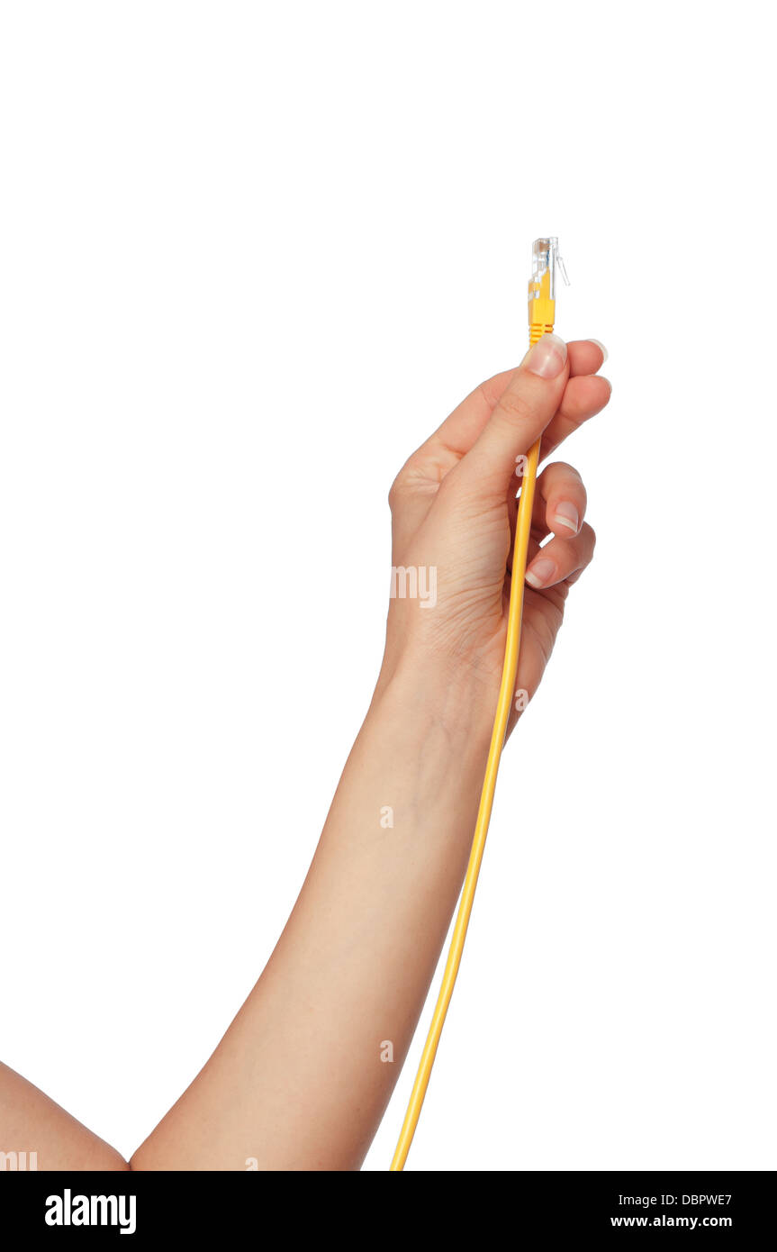 yellow LAN cord Stock Photo - Alamy