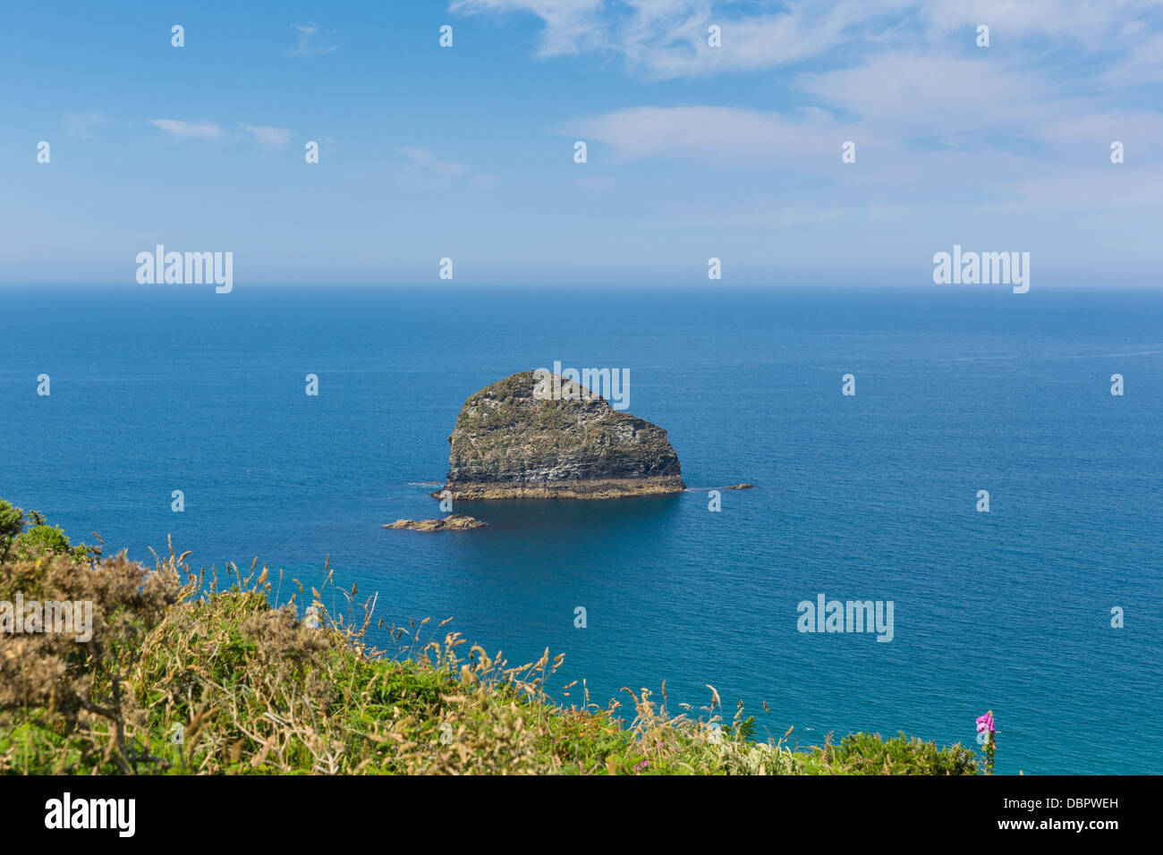 Gull Rock Trebarwith Strand beach Cornwall near Tintagel England UK ...