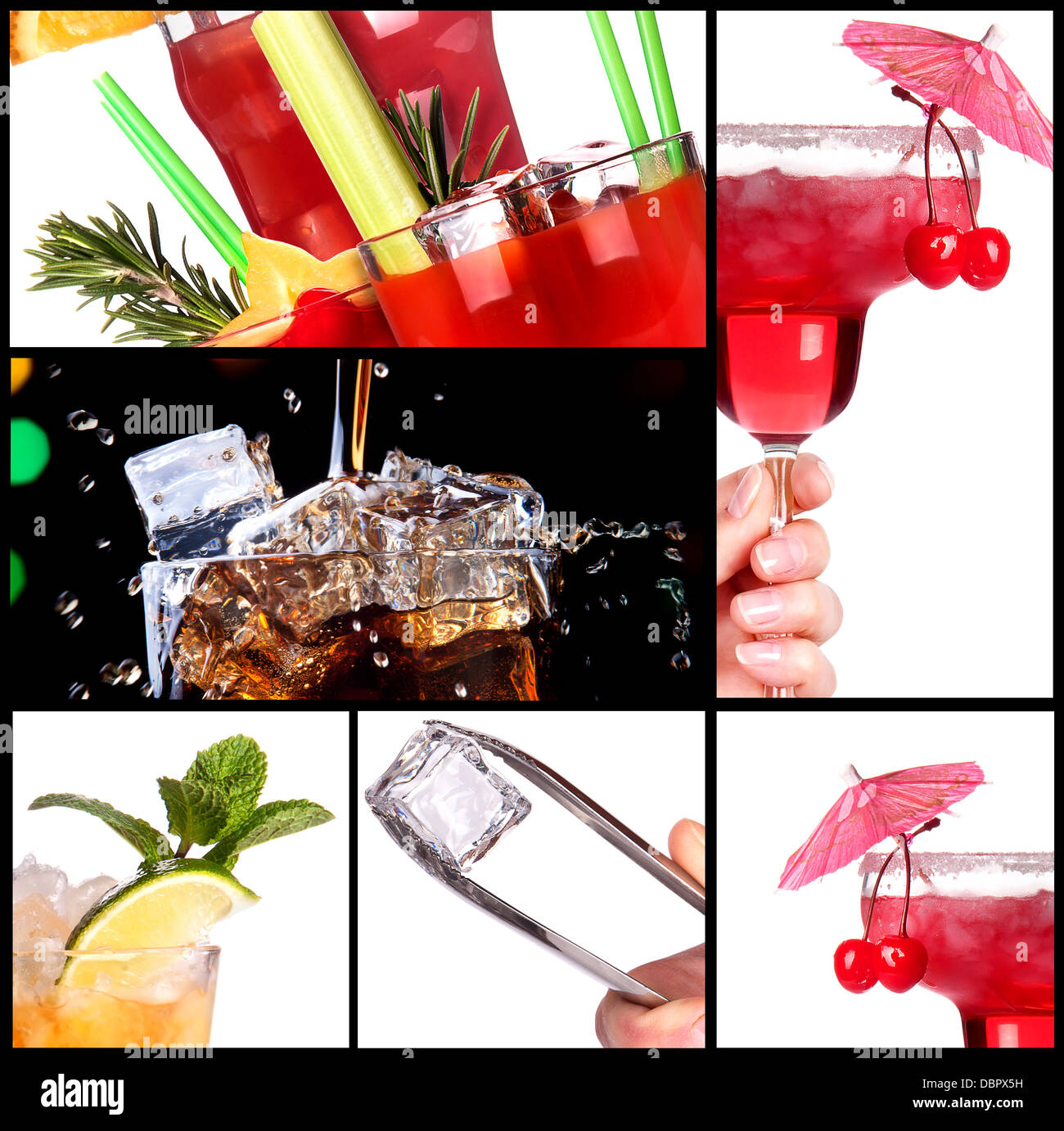 Set of alcoholic cocktails background Stock Photo - Alamy