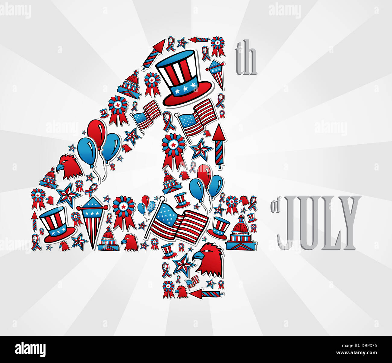 4th of july independence day illustration, white background. Vector ...