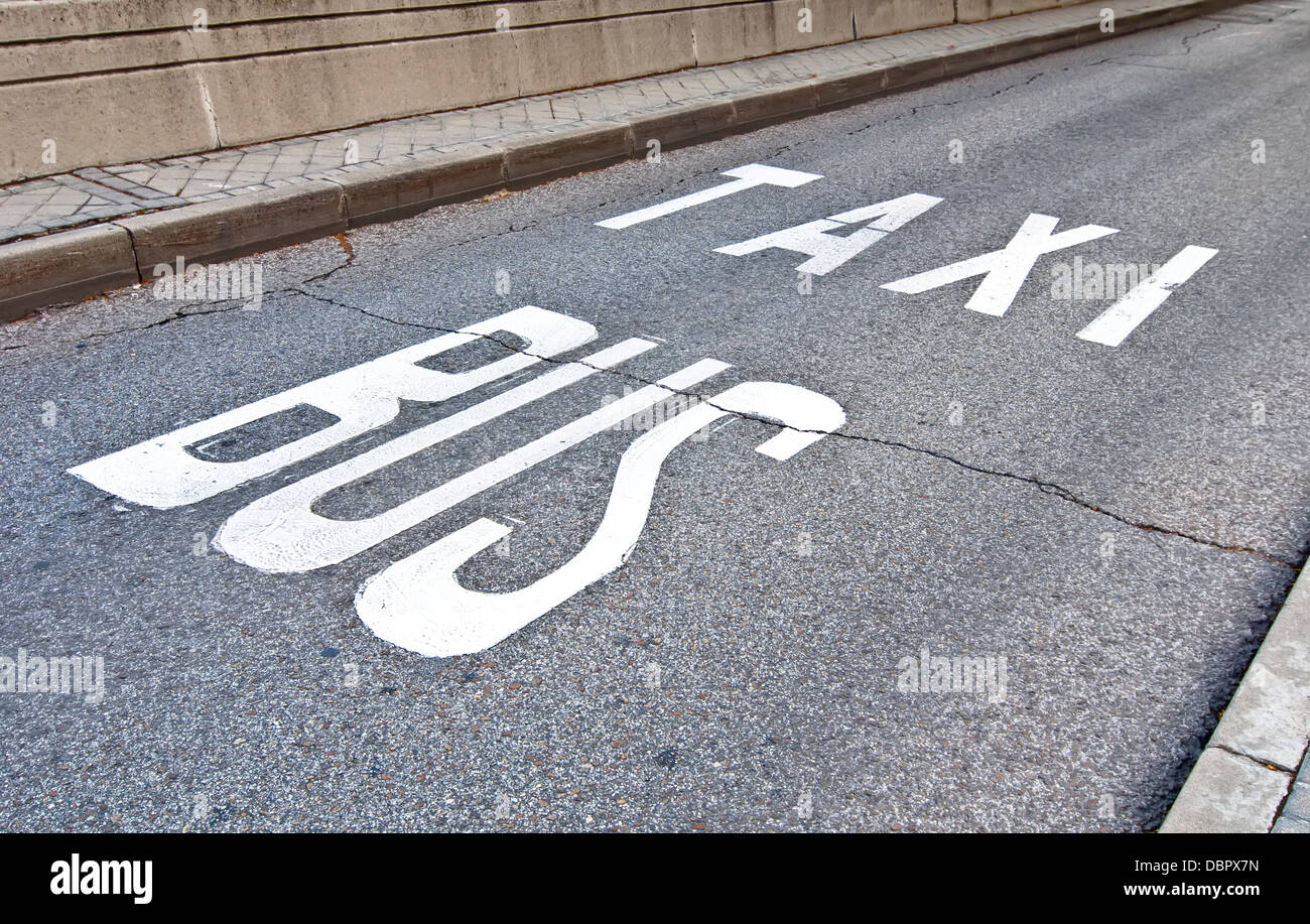 Bus and taxi lane Stock Photo - Alamy