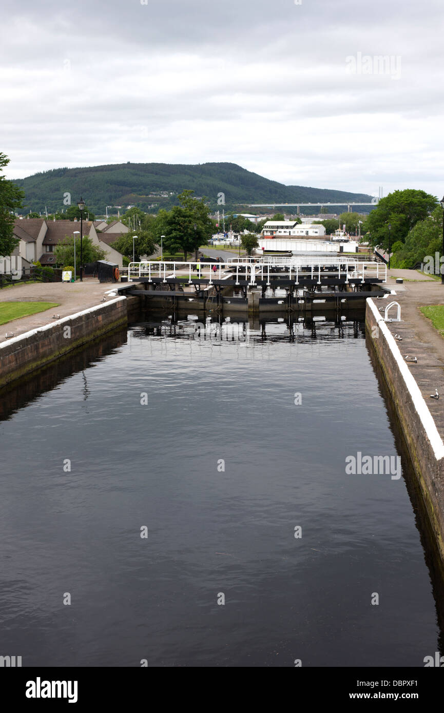 View towards the Muirtown Basin on the Caledonian Canal at Inverness ...