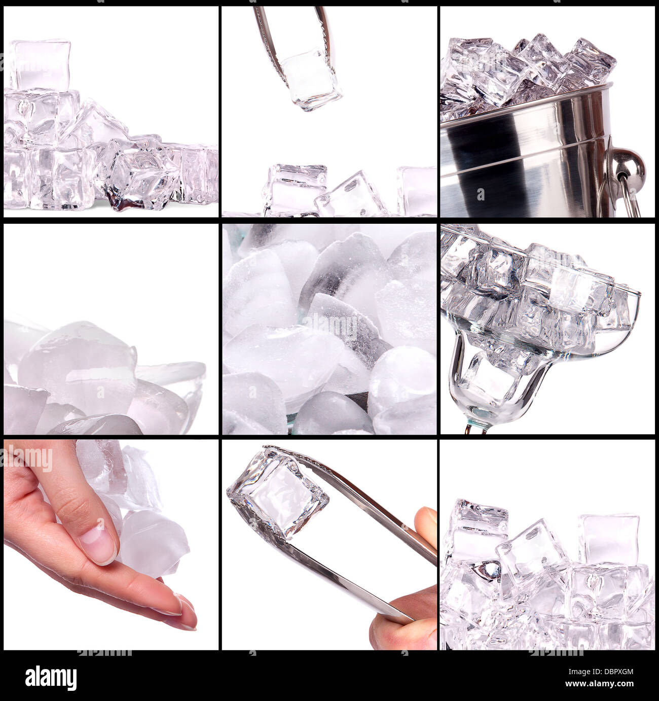 bar accessories with ice background set Stock Photo - Alamy