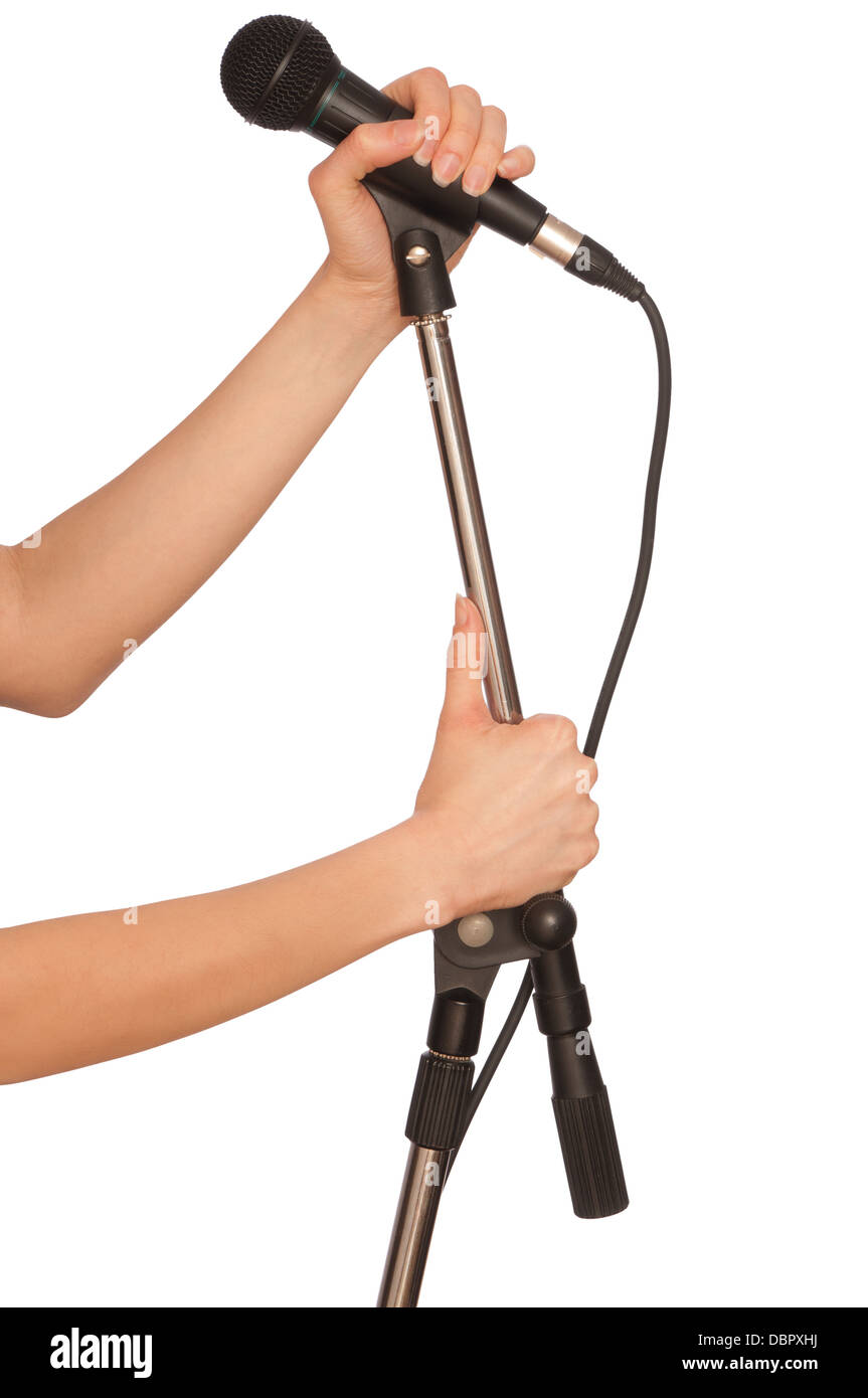 Young women woman microphone interview media hi-res stock photography ...