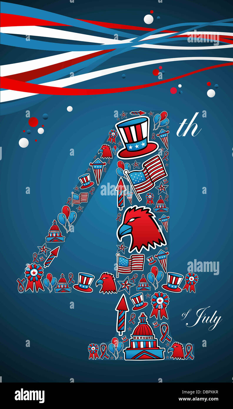 4th of july independence day illustration, blue background. Vector file ...