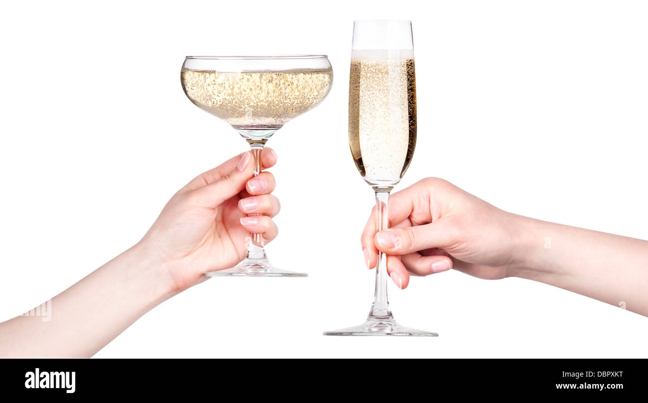 glass of champagne making toast isolated on a white background Stock ...