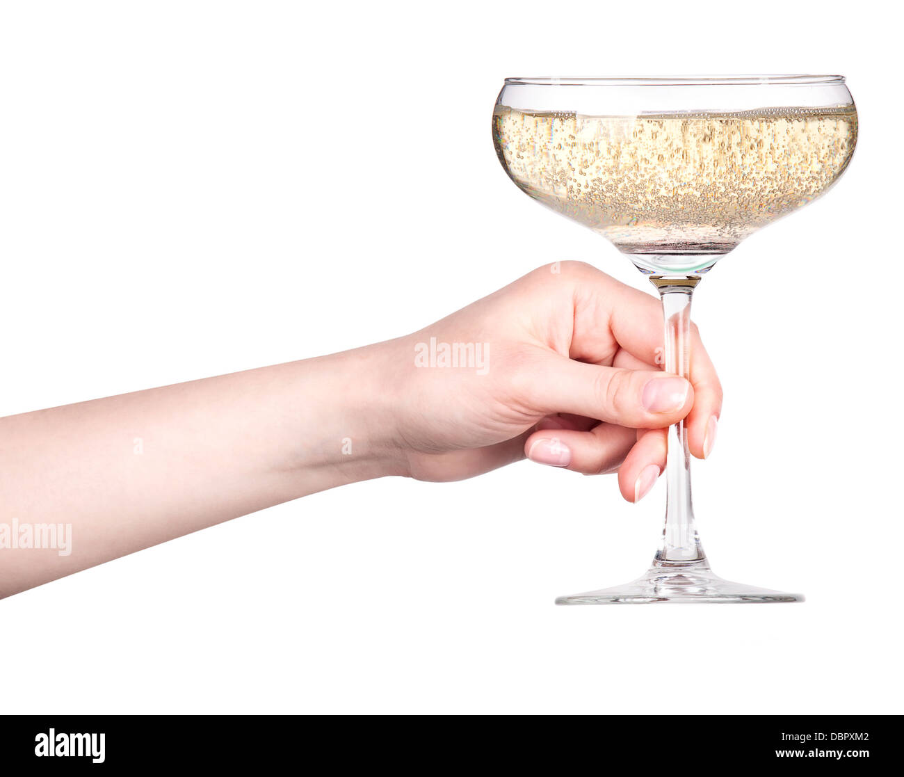 glass of champagne making toast isolated on a white background Stock ...