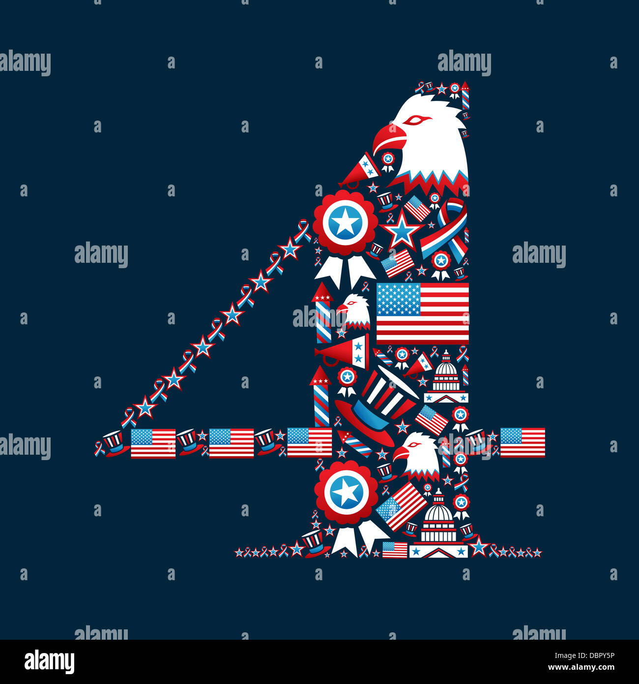 4th of july independence day illustration over blue background. Vector ...