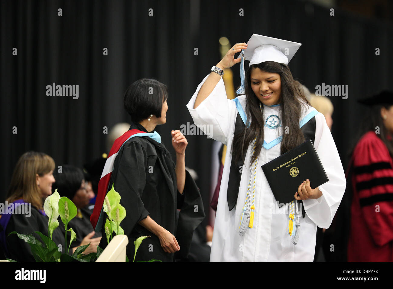 High school graduation for all girl public school in Austin, Texas ...