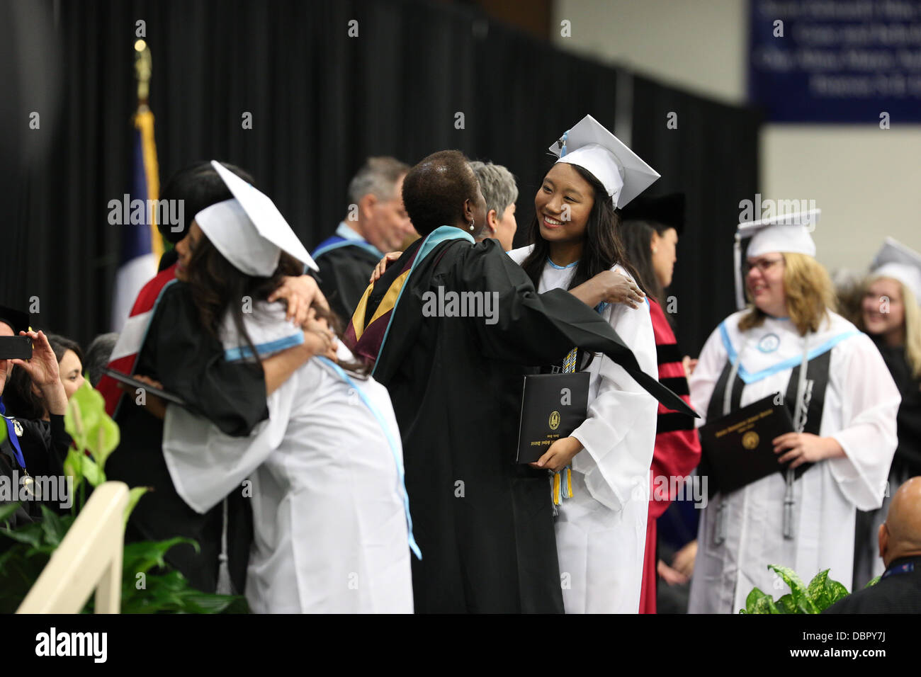High school graduation for all girl public school in Austin, Texas ...