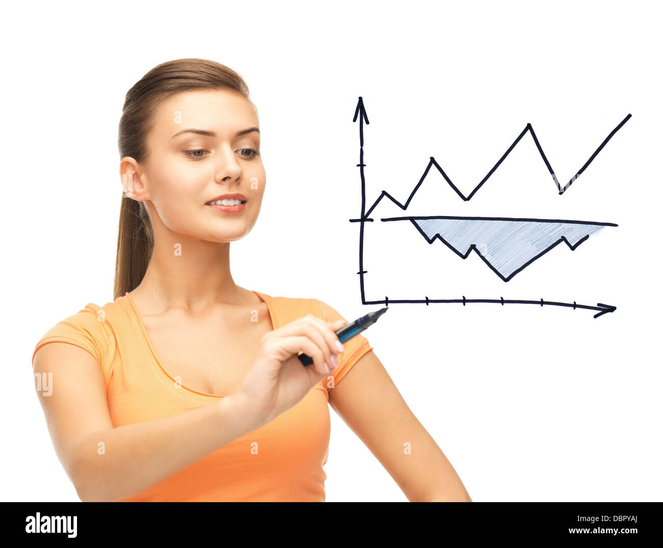 businesswoman drawing graph in the air Stock Photo - Alamy