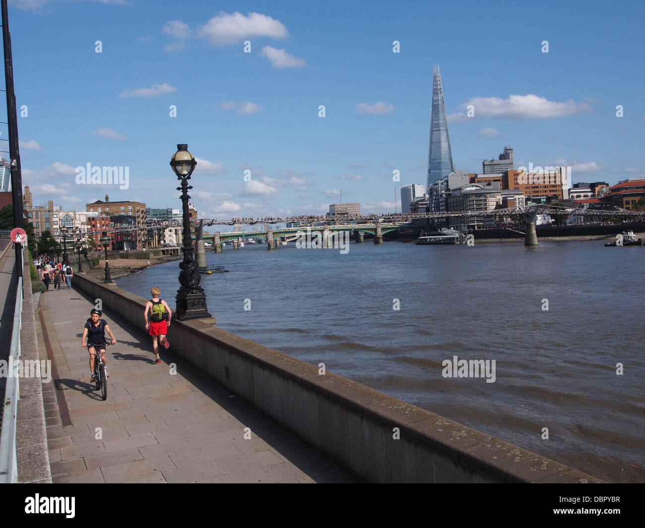 London, Thames embankment walking and cycling path Stock Photo - Alamy