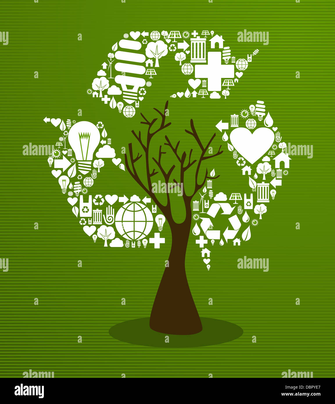 Recycle symbol with eco friendly save the planet tree. This vector ...