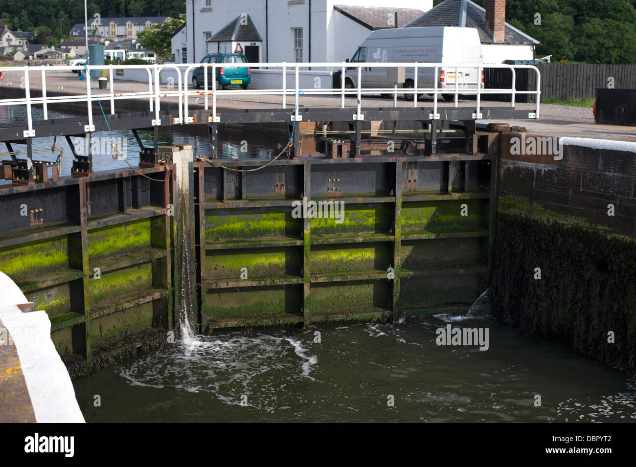 The Clachnaharry sea lock near Inverness Scotland, the start of the ...