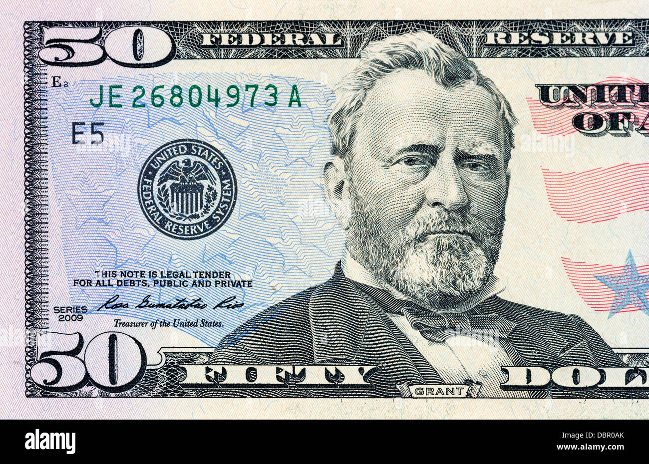 closeup fifty dollars bill fragment Stock Photo - Alamy