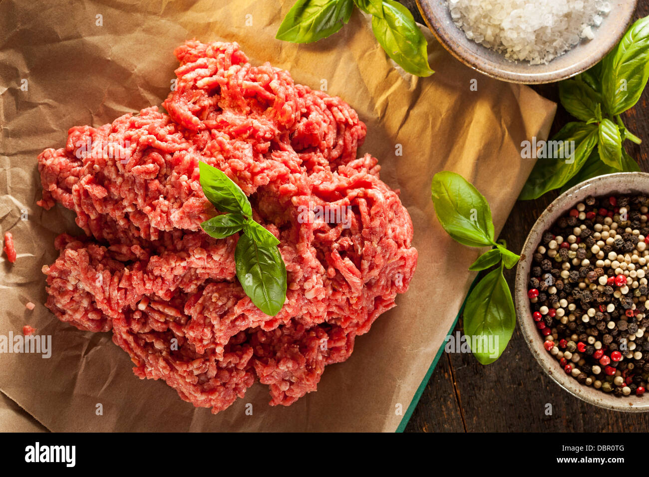 Organic Raw Grass Fed Ground Beef on Butcher Paper Stock Photo - Alamy