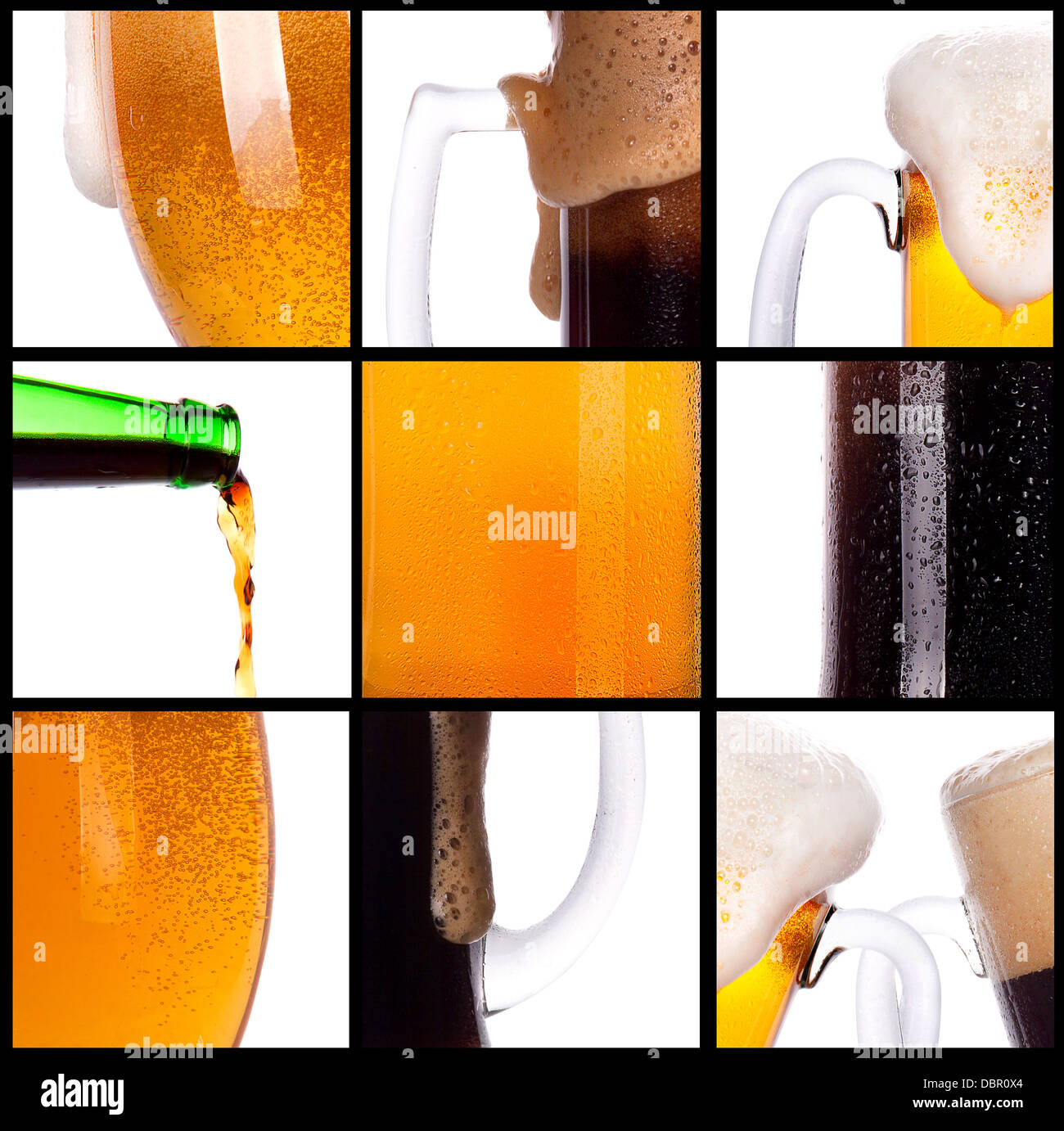 Frosty fresh beer set with foam background Stock Photo - Alamy