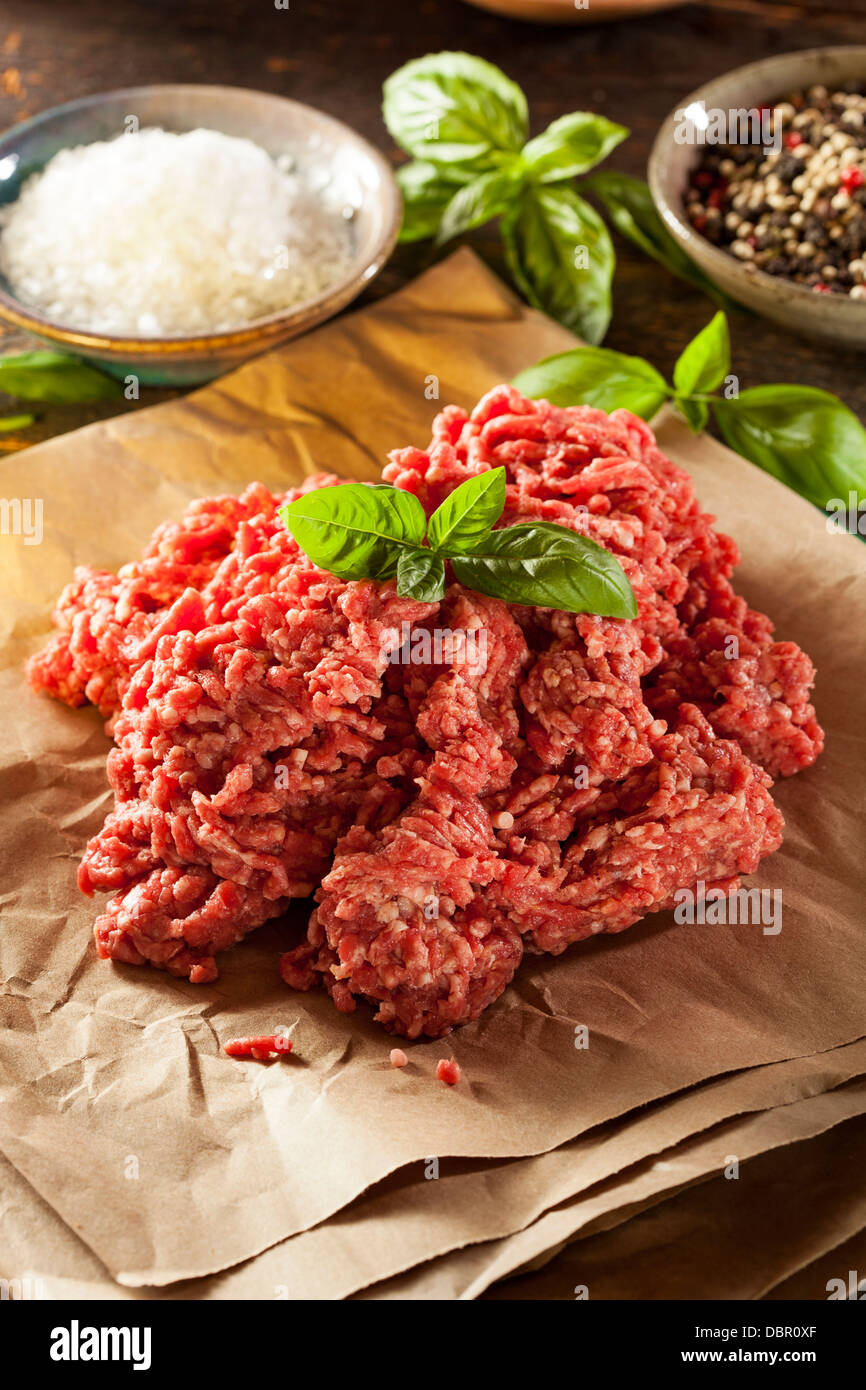 Organic Raw Grass Fed Ground Beef on Butcher Paper Stock Photo - Alamy