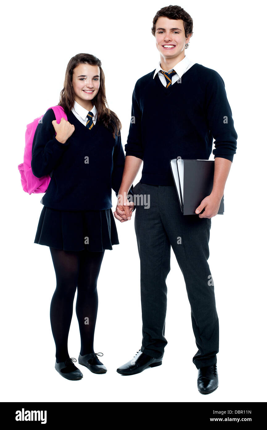 Full length portrait of students in uniform Stock Photo - Alamy