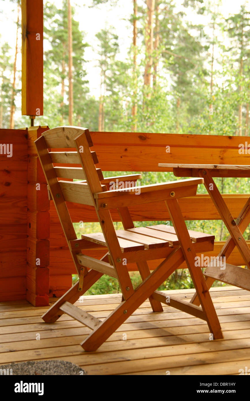 wooden chair in nature relaxation place Stock Photo - Alamy