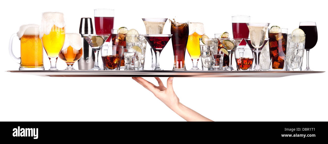Woman tray drinks Cut Out Stock Images & Pictures - Alamy